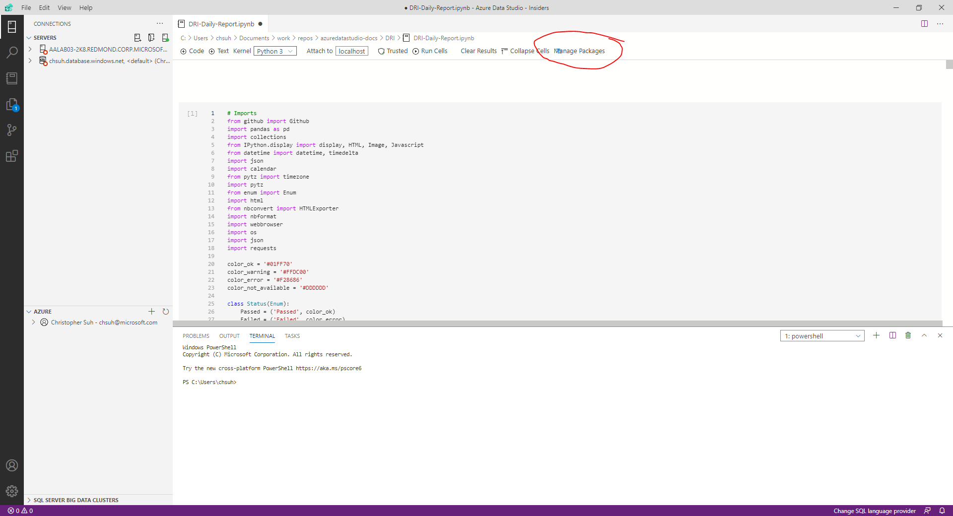 Manage Packages Icon overlaps text · Issue #15710 · microsoft/azuredatastudio · GitHub