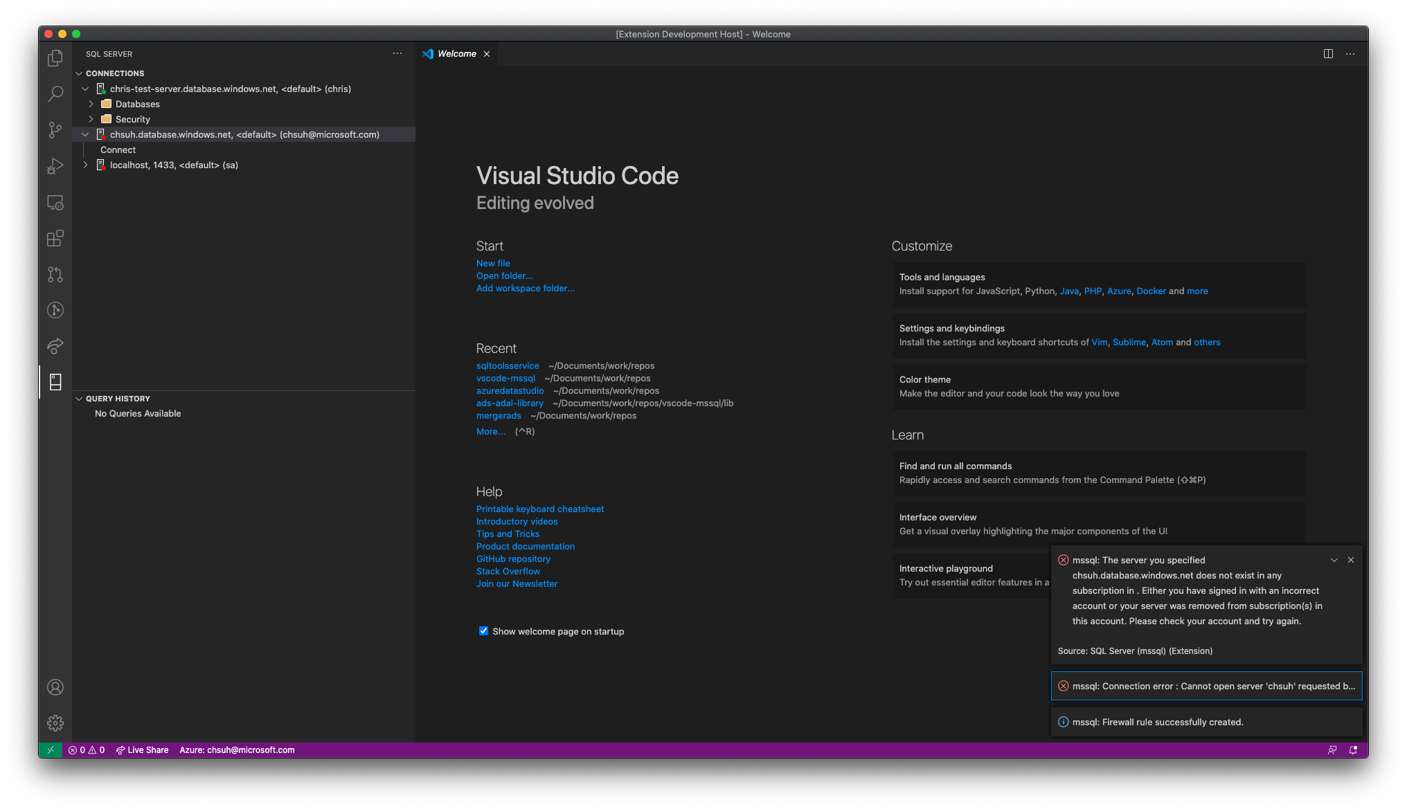Firewall Rule Bug · Issue #1779 · microsoft/vscode-mssql · GitHub