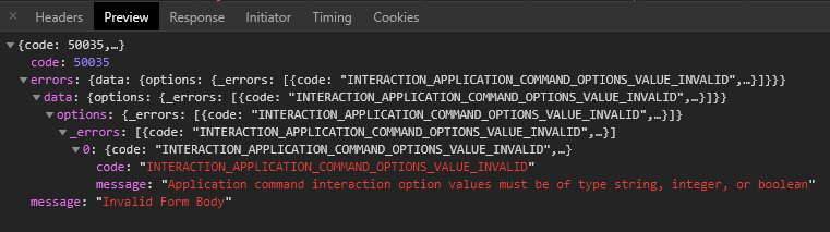 Incorrect Error Returned When Sending Slash Commands With 1 Or More