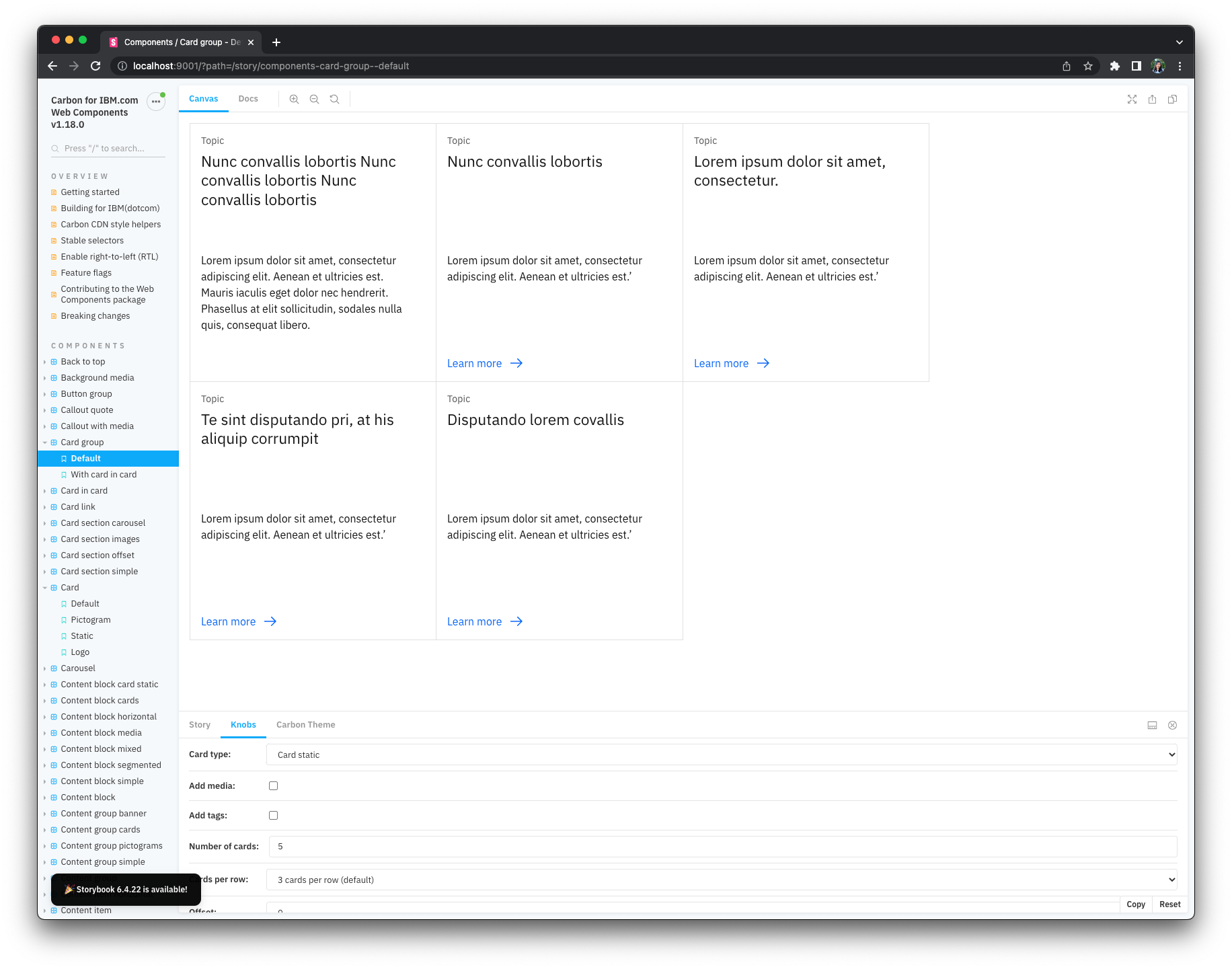 [Card group with static]: Update Storybook preview to include "Add CTA Link" boolean · Issue ...