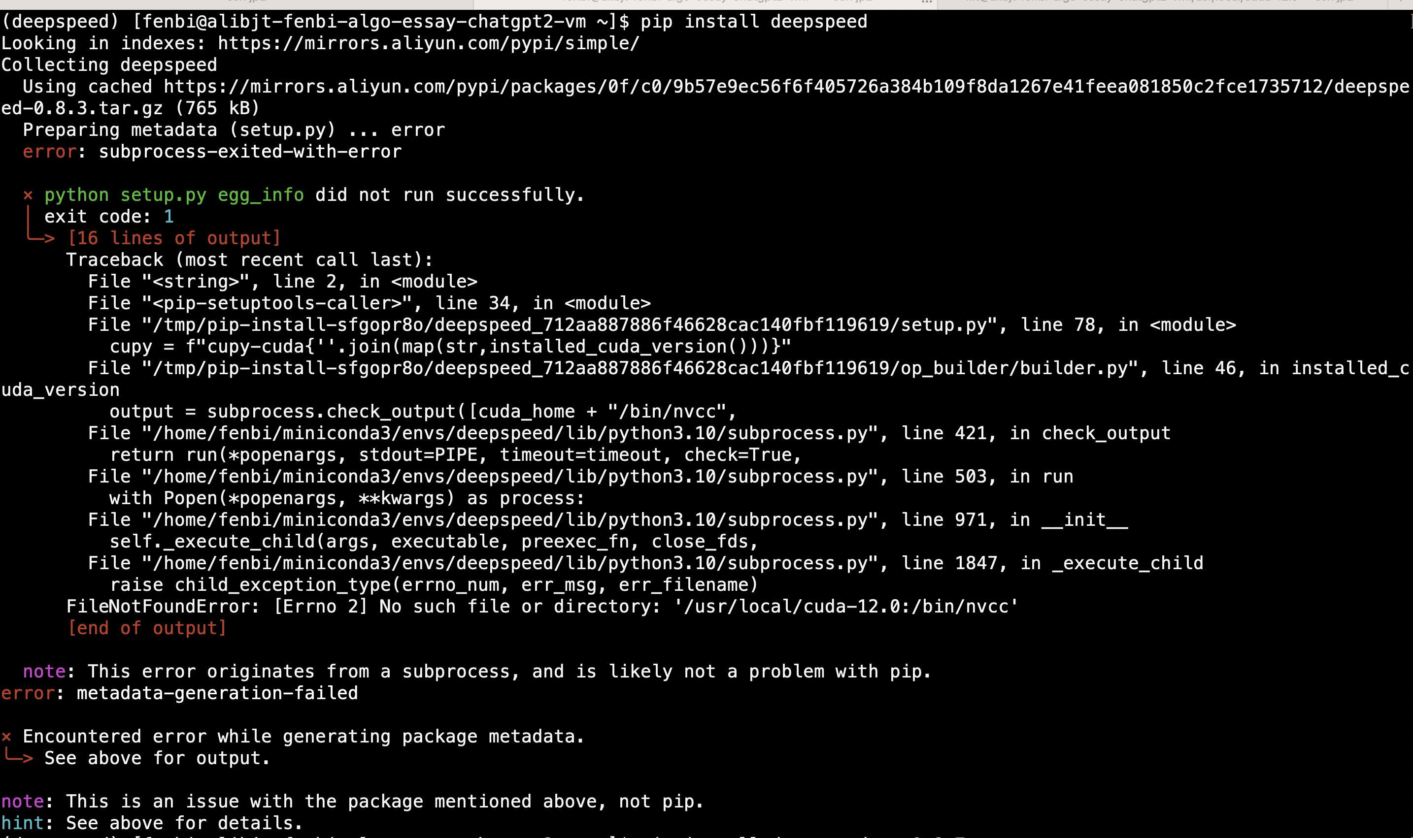 [BUG]pip install deepspeed install fail · Issue #3213 · deepspeedai/DeepSpeed · GitHub
