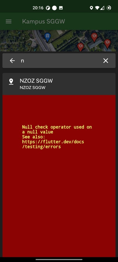 Error w wyszukiwarce "Null check operator used on a null value" · Issue ...
