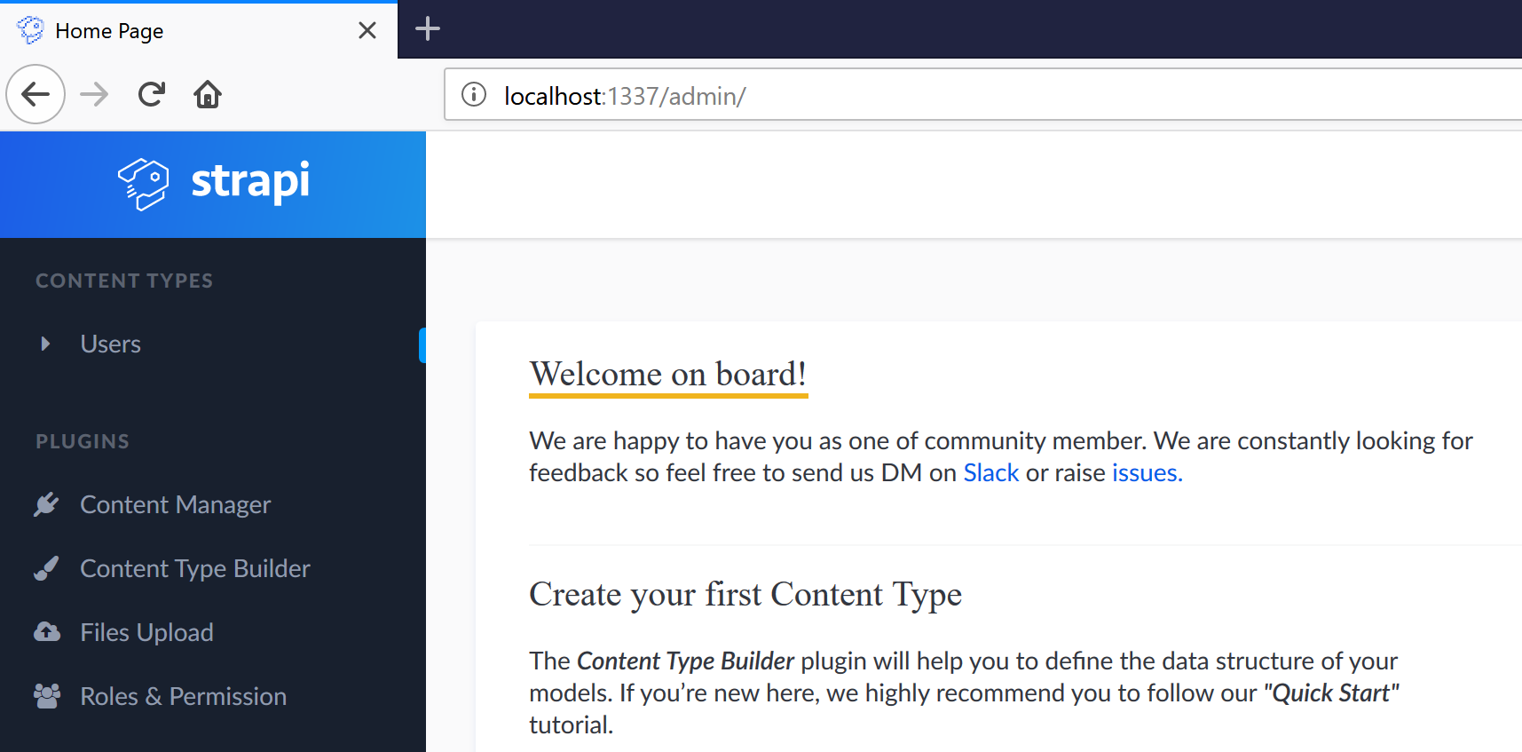 Strapi Dashboard only show Content Types after a fresh login. Once browser refreshes only Users ...