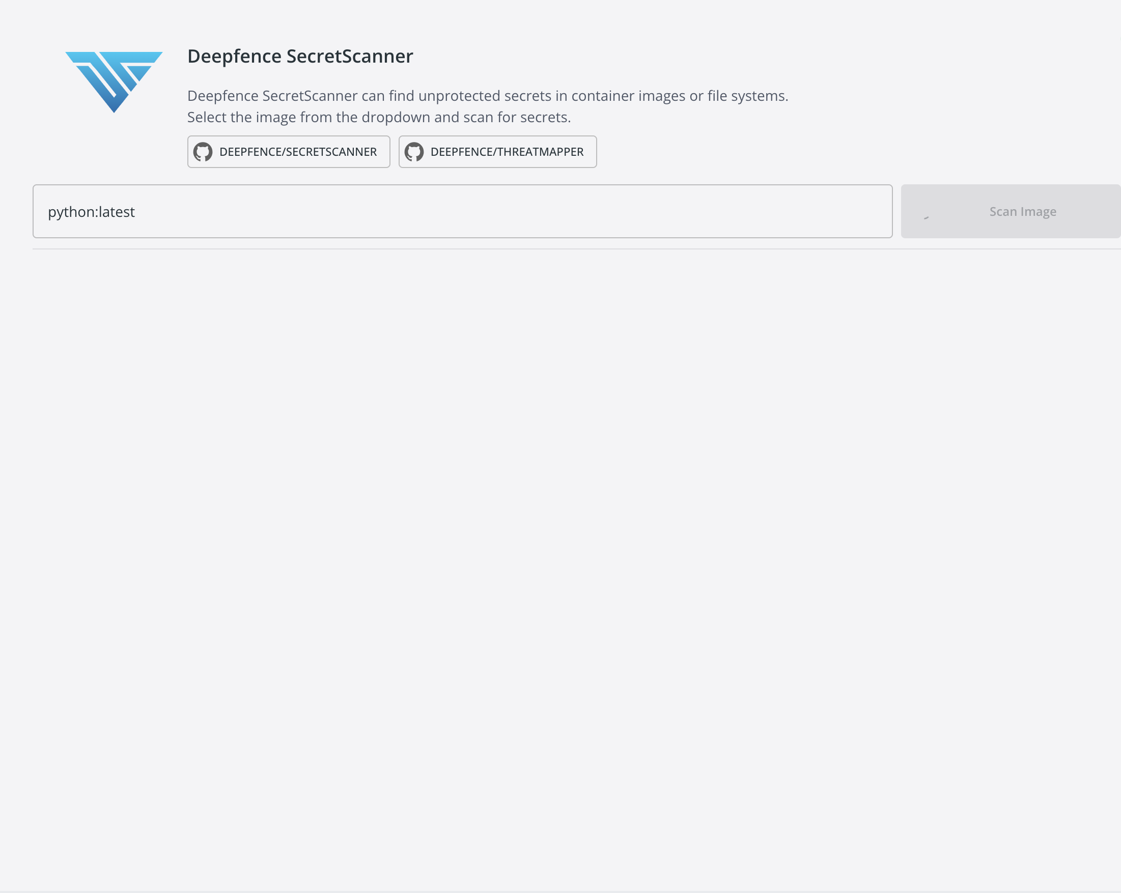 Add blank slate and loading animation · Issue #4 · deepfence/secretscanner-docker-extension · GitHub