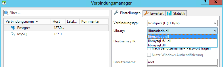 New connection entry: incorrect library options for new PostgreSQL connection · Issue #1019 ...