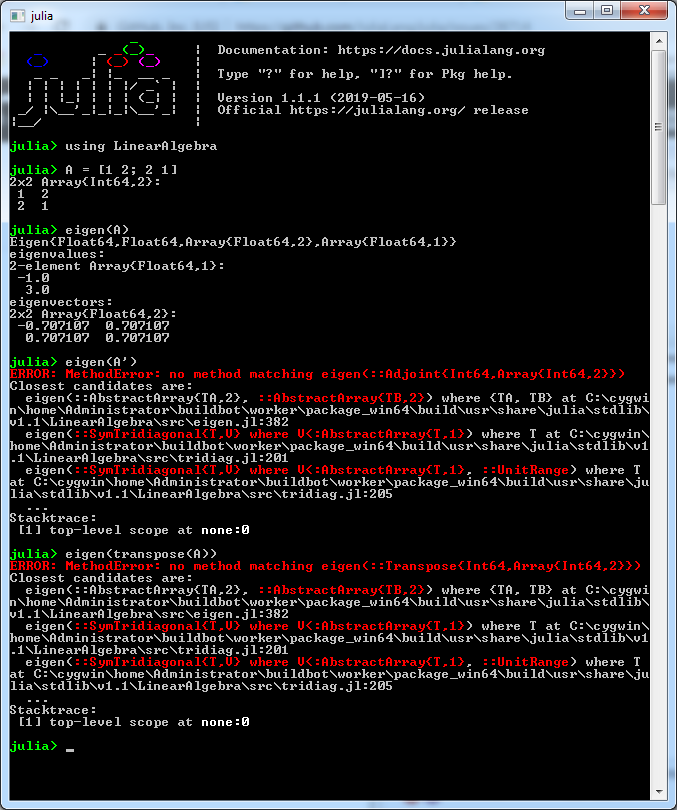 LinearAlgebra.eigen fails on Transposed / Adjoint matrices (Julia 1.0.0) · Issue #28714 ...