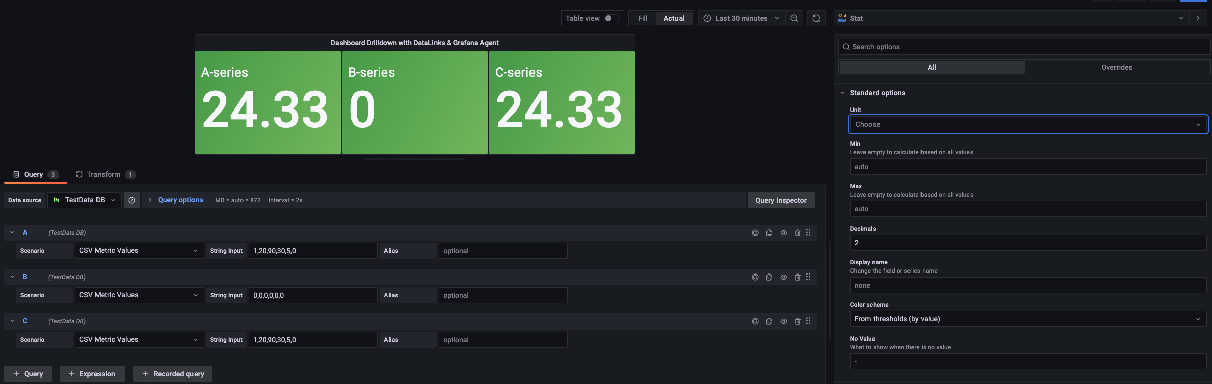 stat panel: metrics with no value should use decimals for consistent ...