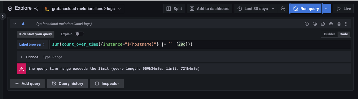 Loki Datasource Exceeds Max Query Length If Timepicker Range Limit And Aggregation Duration Is