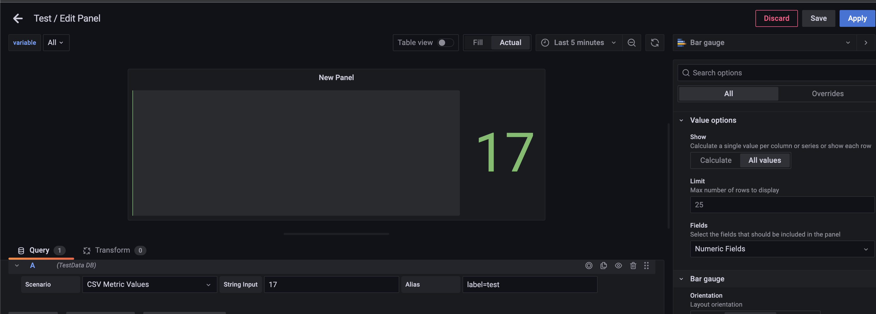 BarGauge: visualization problem when result is one · Issue #60859 · grafana/grafana · GitHub