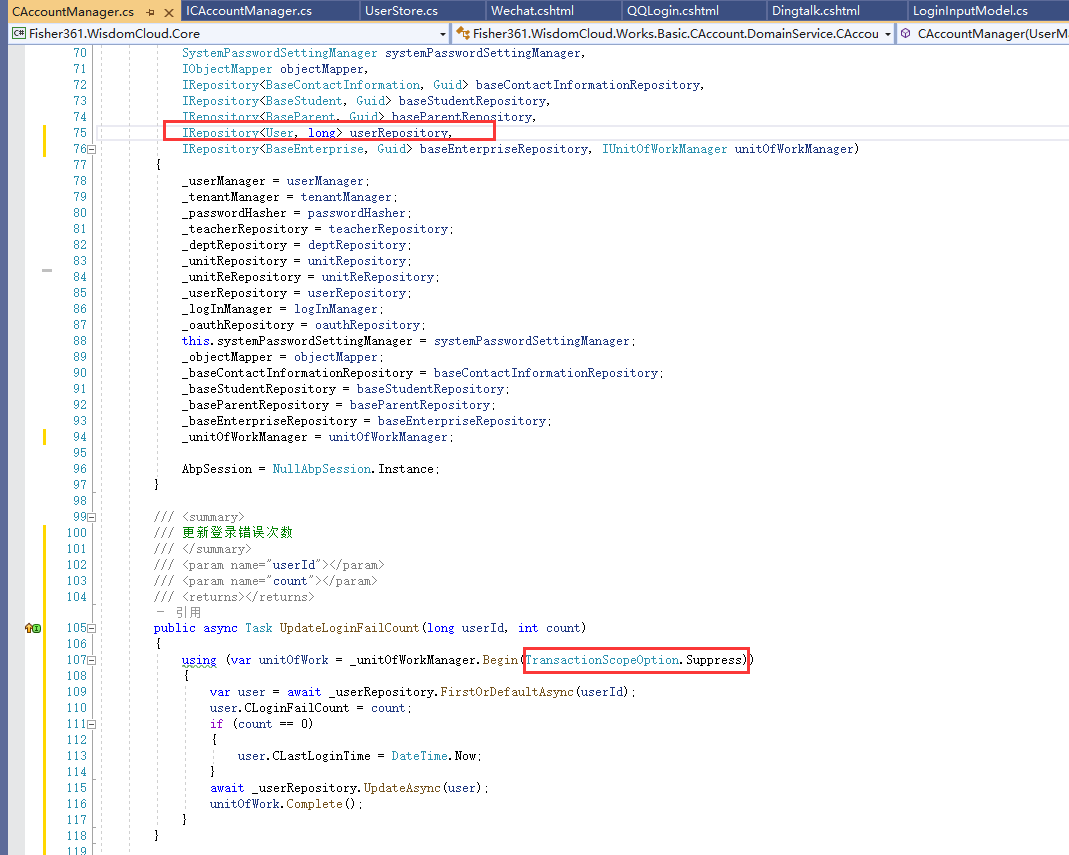 userRepository use TransactionScopeOption.Suppress exception · Issue #5771 · aspnetboilerplate ...