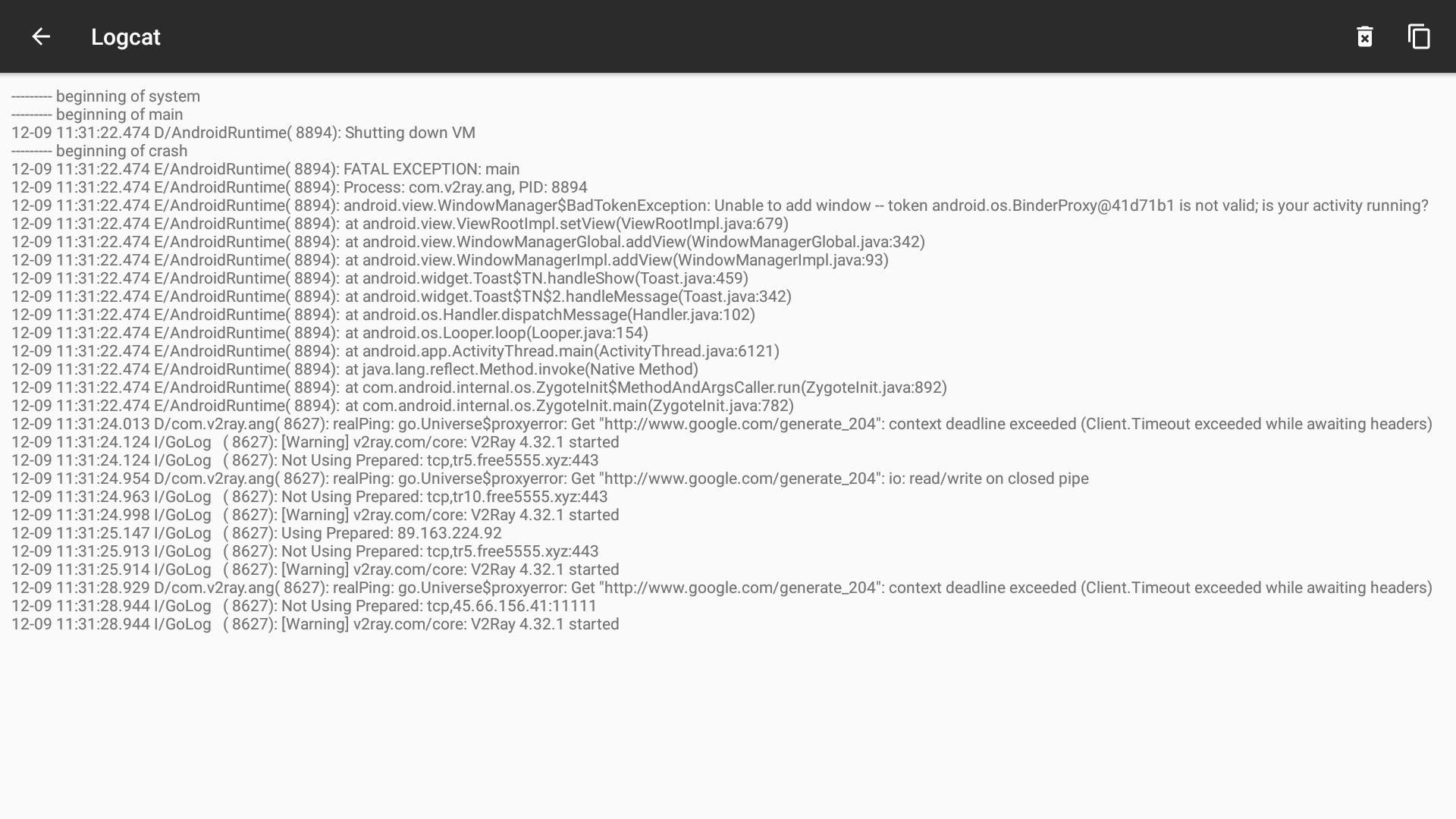 点击测试真连接就崩溃！！ · Issue #782 · 2dust/v2rayNG · GitHub