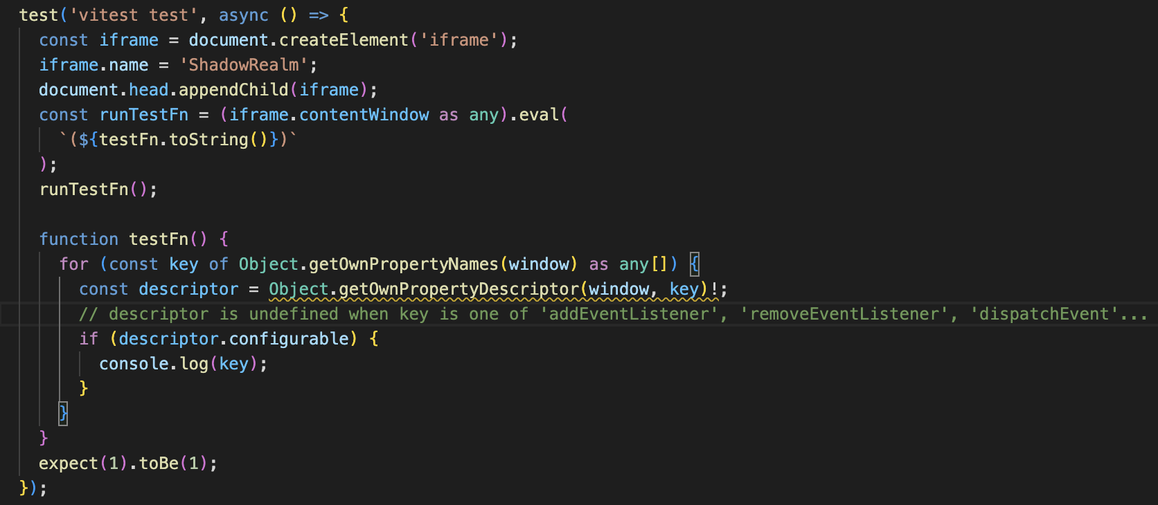 Some Descriptors Of Windows Own Properties Are Undefined When Eval By Iframes Contentwindow 4587