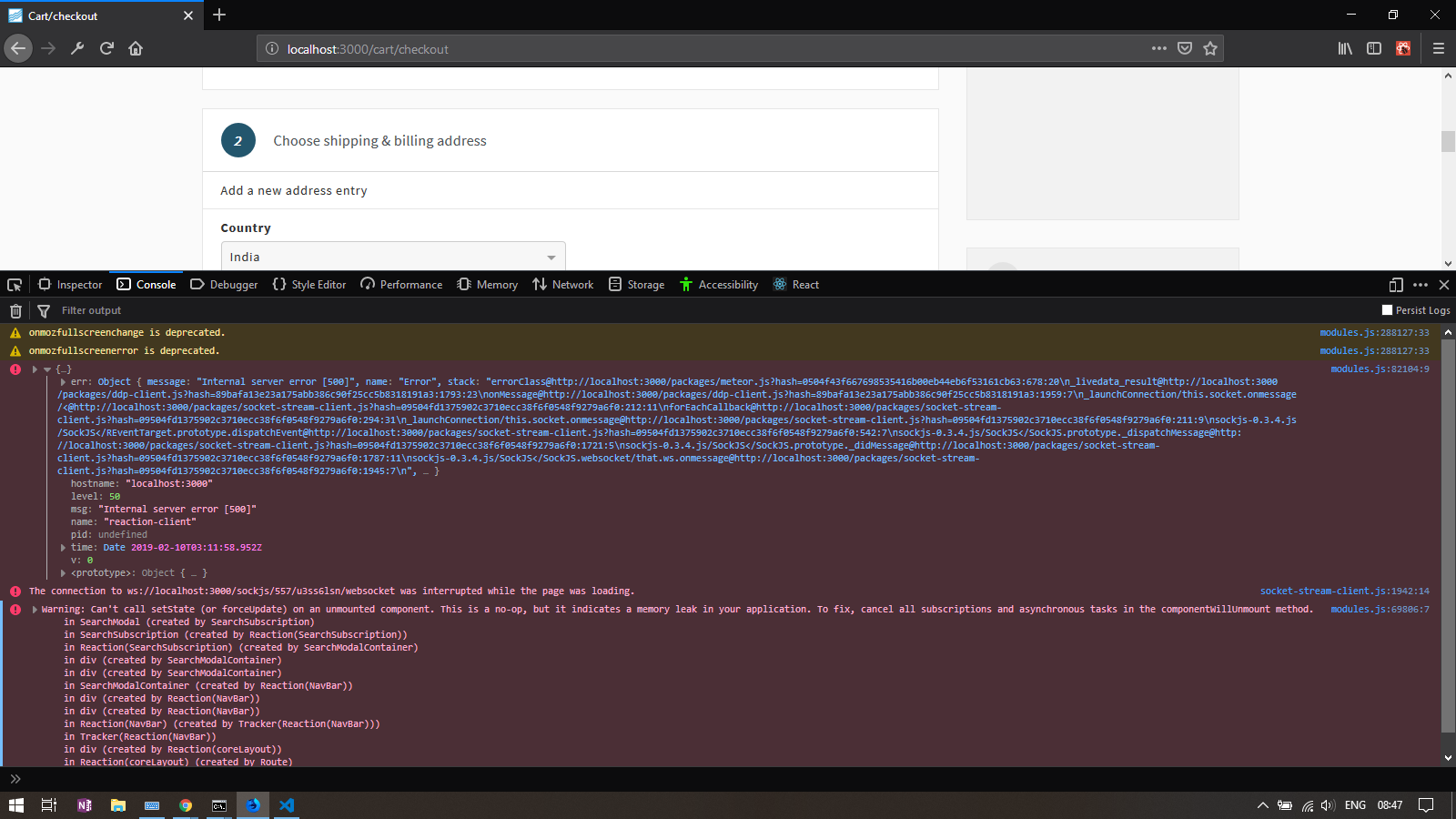 [bug] Exception while invoking method 'cart/setShipmentAddress' during checkout · Issue #4928 ...