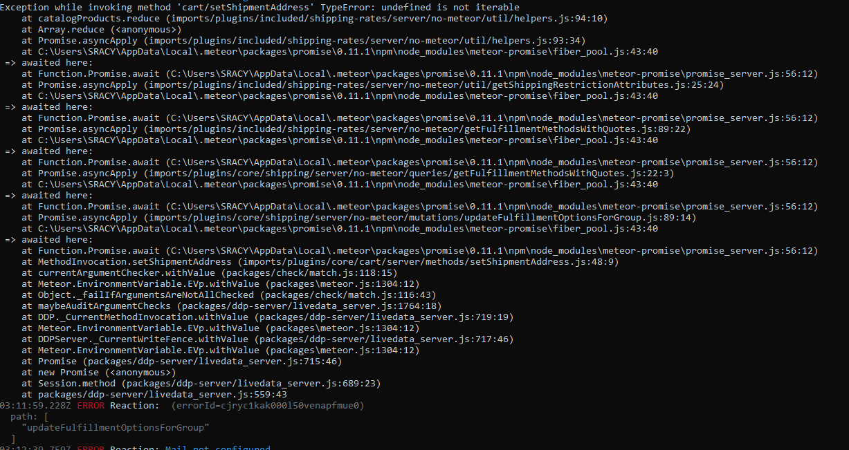 [bug] Exception while invoking method 'cart/setShipmentAddress' during checkout · Issue #4928 ...