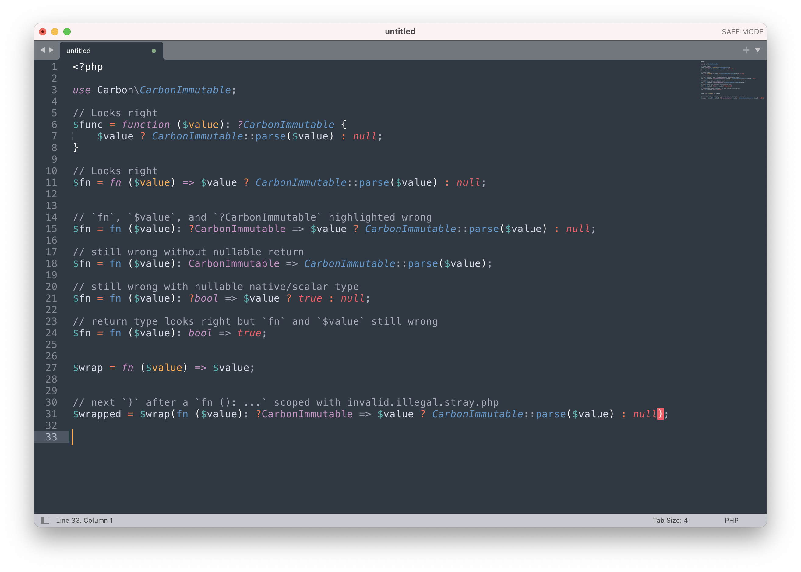  PHP Regression Short Arrow Functions With Return Types Scoped