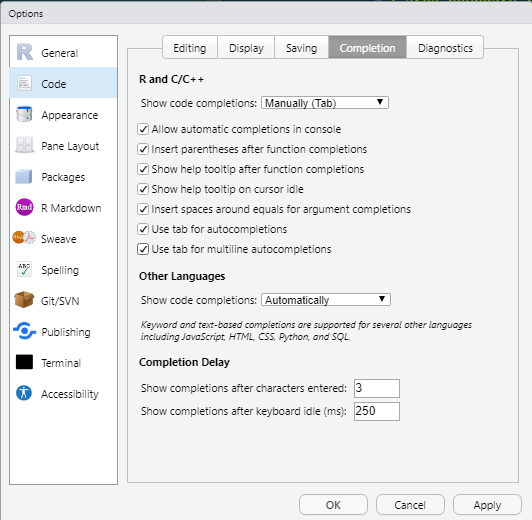 Auto-complete in Rmd chunk header should space around '=' · Issue #7261 · rstudio/rstudio · GitHub