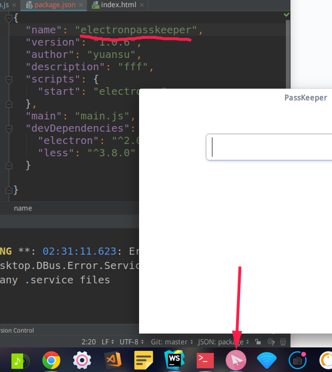 When my "name" in package.json contain a "-" in linux, the icon just show by defalut in taskbar ...