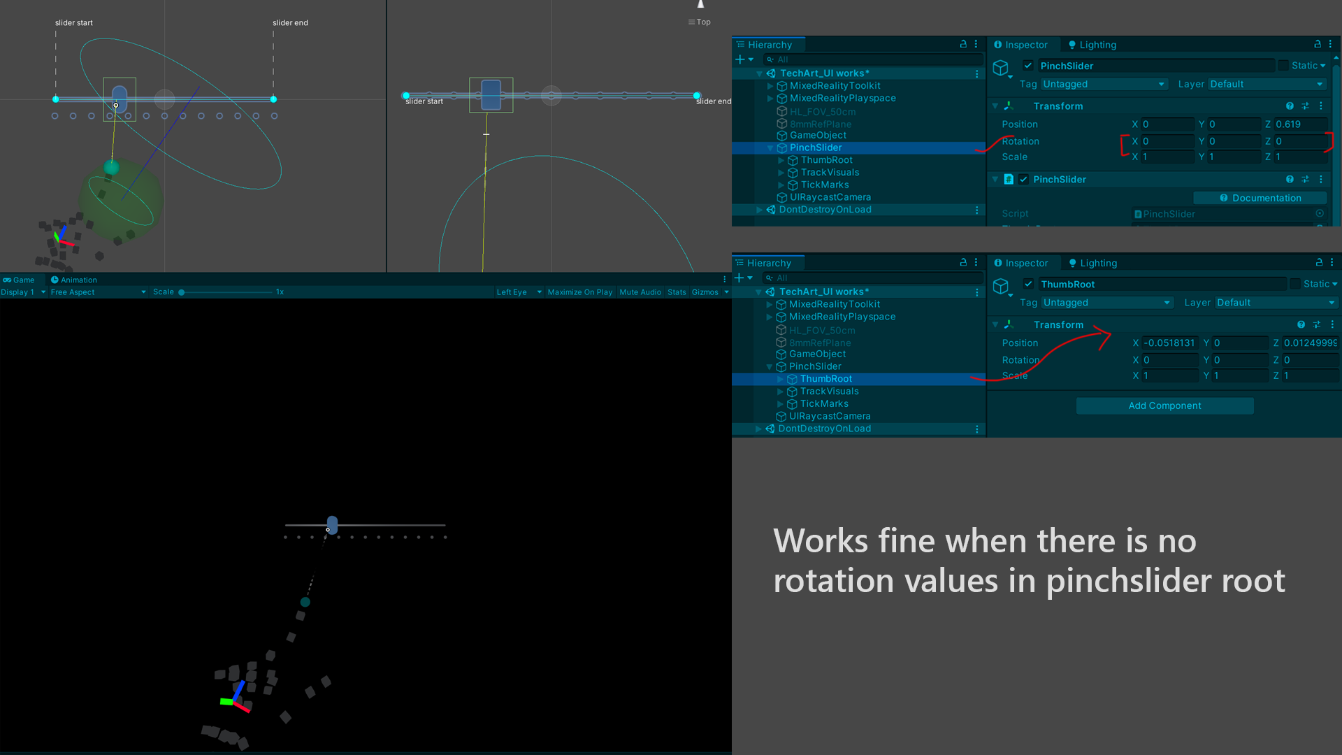 Pinch Slider visual(Thumb) gets displaced from track when there is ...