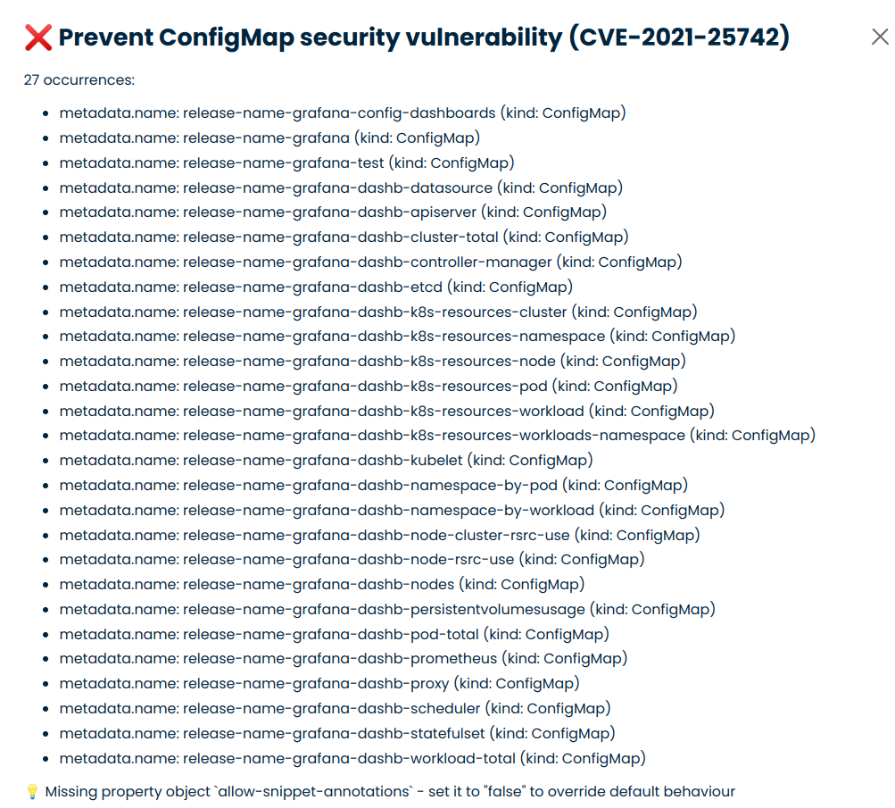 Rule Prevent Configmap Security Vulnerability Cve 2021 25742 Is Incorrect · Issue 703