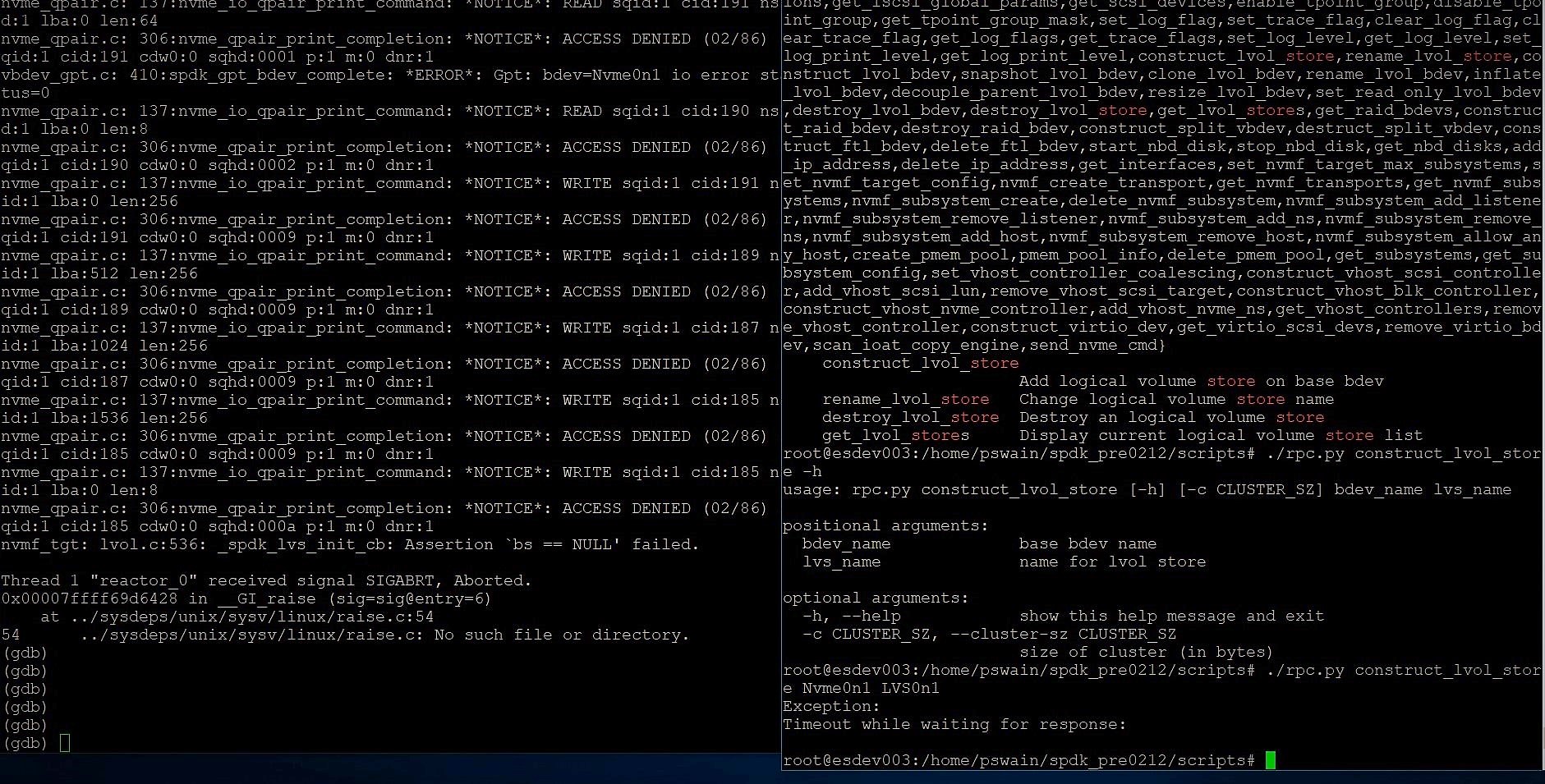 SPDK hit crash with SIGABRT spdk_lvs_init_cb assertion bs==Null failed error message when try to ...