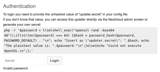 Updater Redirects To Authentication Page Cret Hash · Issue 228 · Nextcloudupdater 