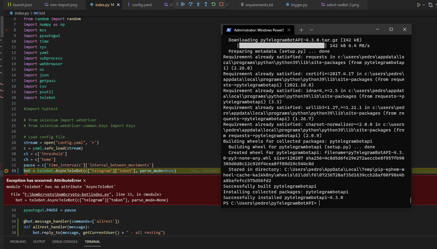 module 'telebot' has no attribute 'AsyncTeleBot' · Issue #1406 · eternnoir/pyTelegramBotAPI · GitHub