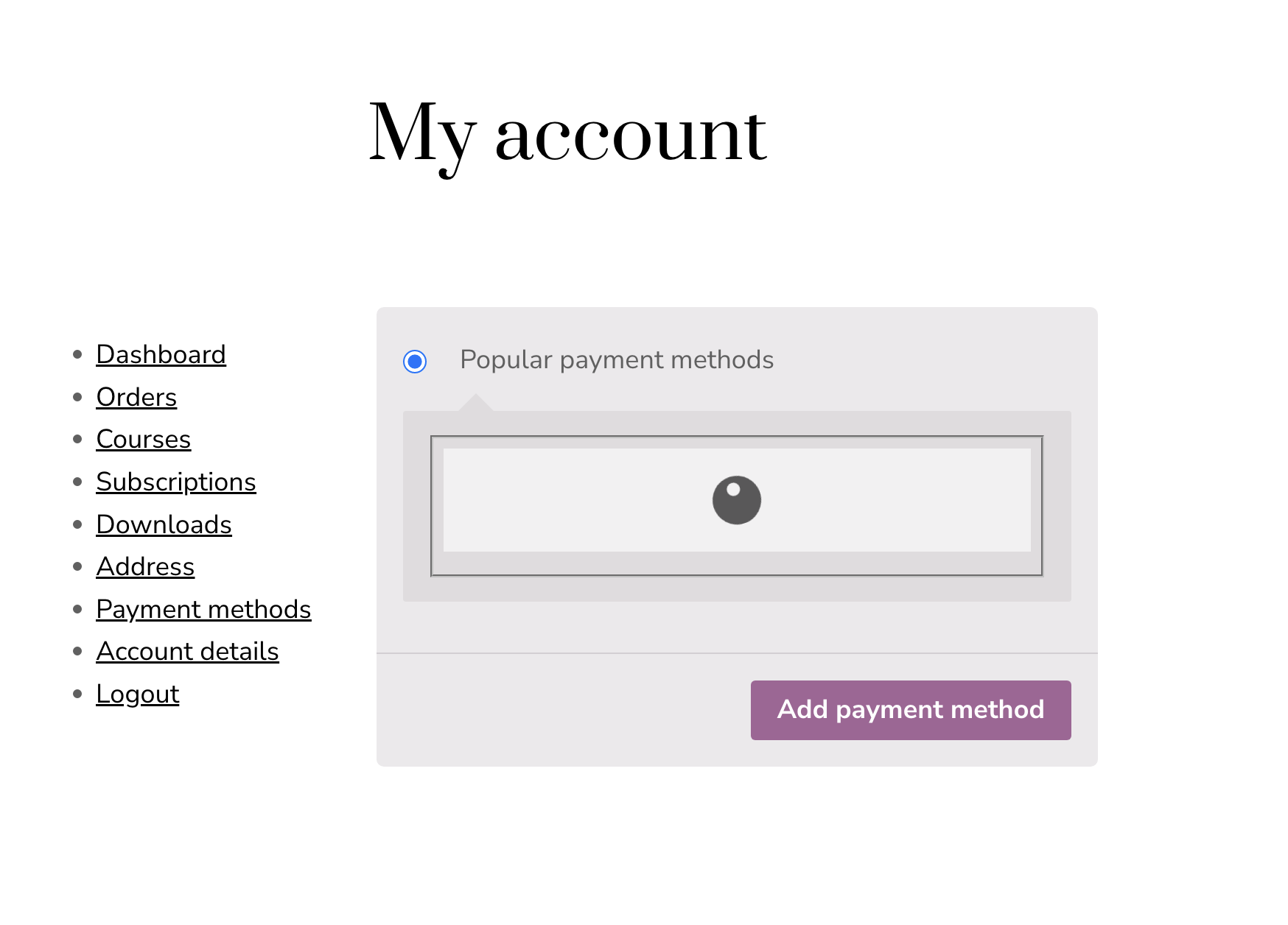 My Acccount Payment Methods don't load if Stripe Link is enabled ...