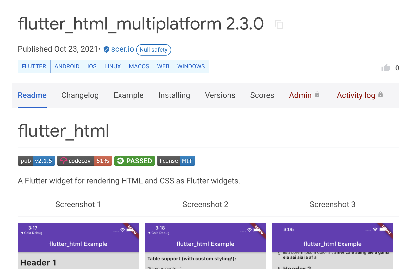 [FEATURE] Added multiplatform support (pub.dev badges) · Issue #875 · Sub6Resources/flutter_html ...