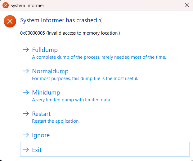 Crash when closing Options · Issue #1821 · winsiderss/systeminformer · GitHub