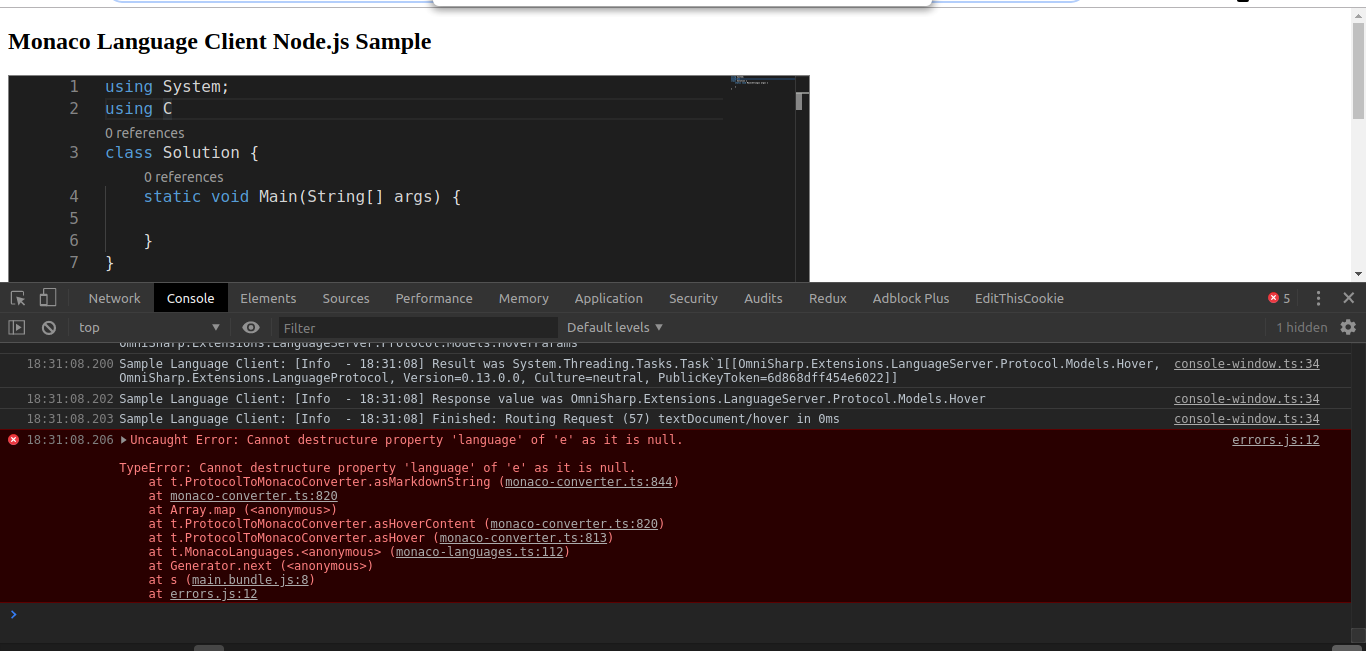 Cannot read property 'language' of null · Issue #146 · TypeFox/monaco-languageclient · GitHub