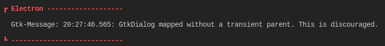 Warning from HTML dialog tag: "GtkDialog mapped without a transient parent. This is discouraged ...