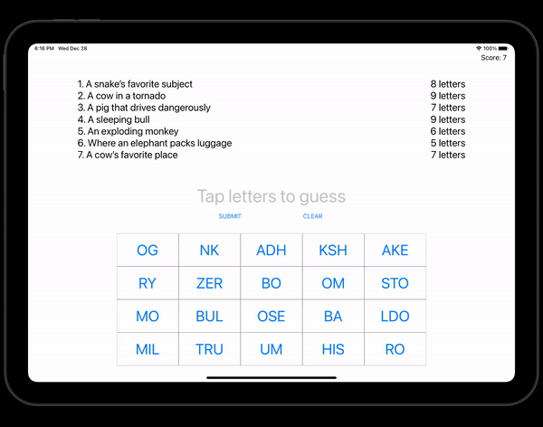 GitHub - DaraAdekore/SwiftyWords: a word game based on the popular indie game 7 Little Words