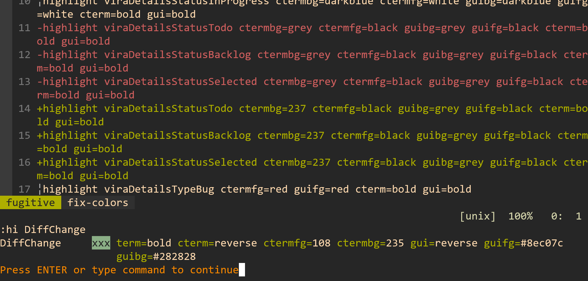 Fugitive GStatus not showing DiffChange syntax · Issue #1673 · tpope/vim-fugitive · GitHub