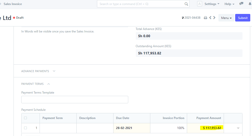 In Multicurrency-Payment Amount, in Payment Schedule, in Sales Invoice shows wrong currency.-v13 ...