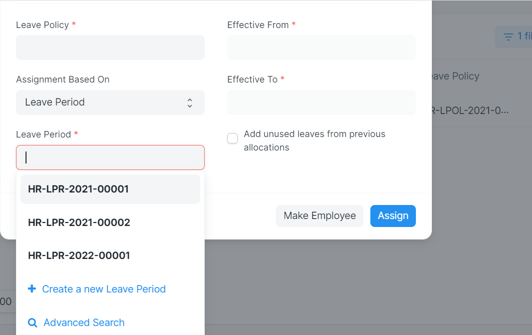 Leave Period under Bulk Leave Policy Assignment does not filter out ...