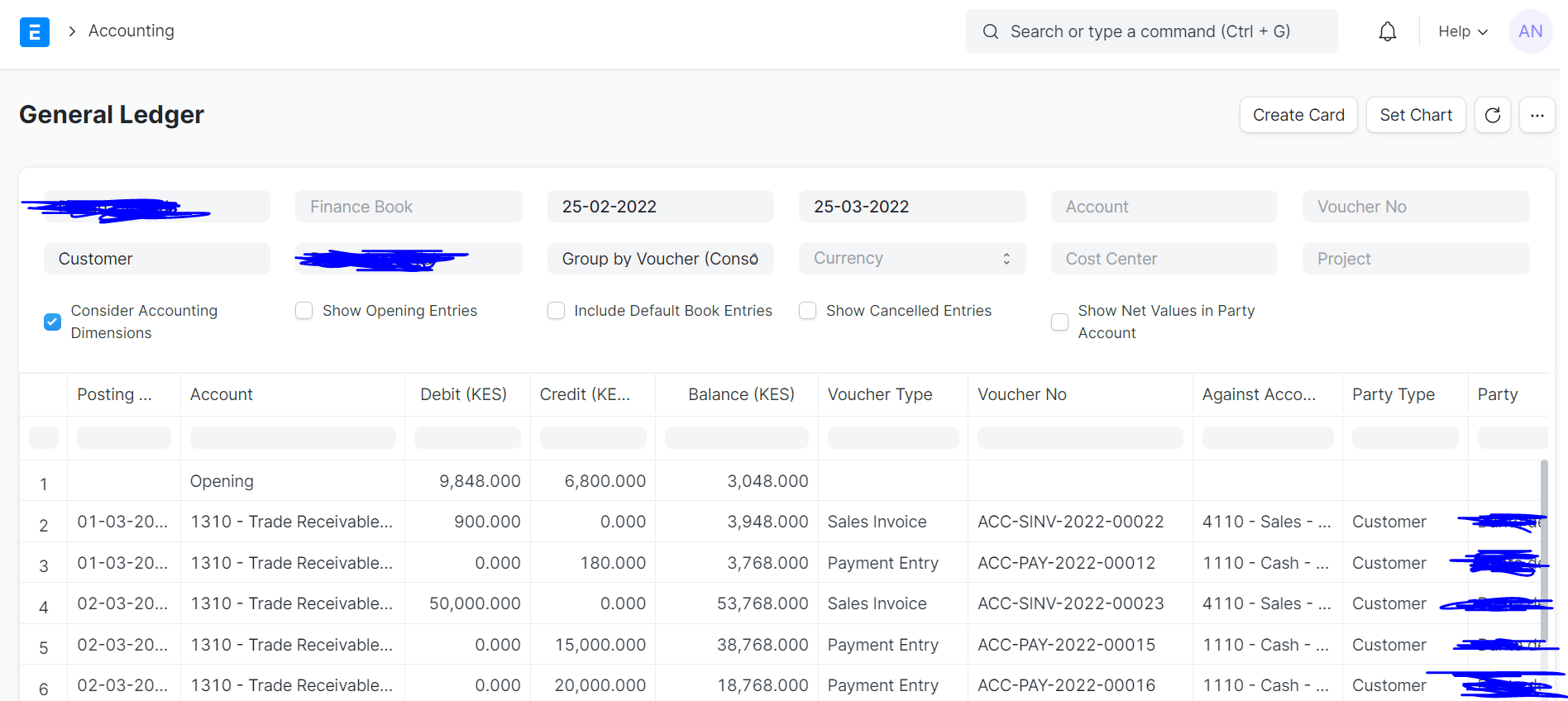 Filtering using Account on General Ledger returns no entries, despite there being entries ...