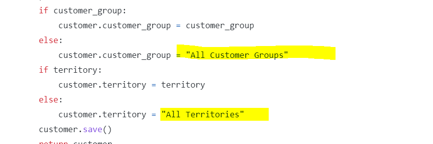 Remove hardcoded Customer Group and Territory and pick from selling settings · Issue #265 ...