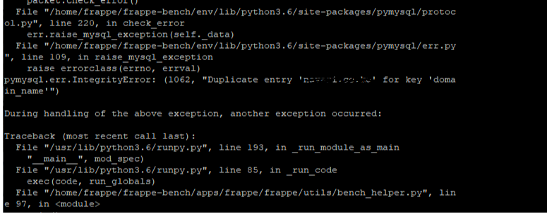 Duplicate Entry for key domain_name while updating to v12.1.6 · Issue ...
