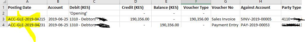 Header-Data column mismatch on exporting General Ledger report-v13 · Issue #22839 · frappe ...