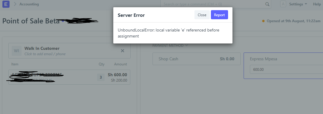 Unboundlocalerror Local Variable E Referenced Before Assignment In New Pos V1300 Beta4