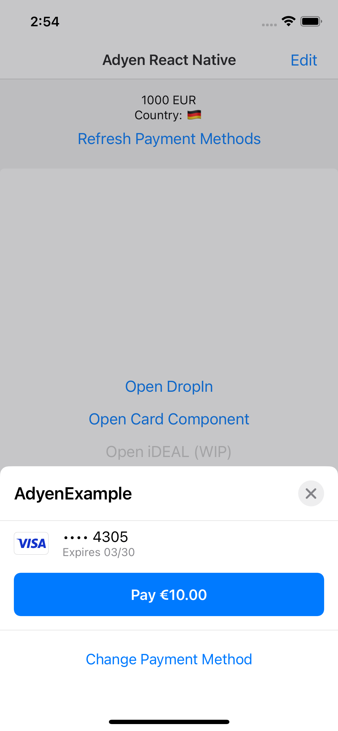 Show/hide pre selected payment method view not working · Issue #17 · Adyen/adyen-react-native ...