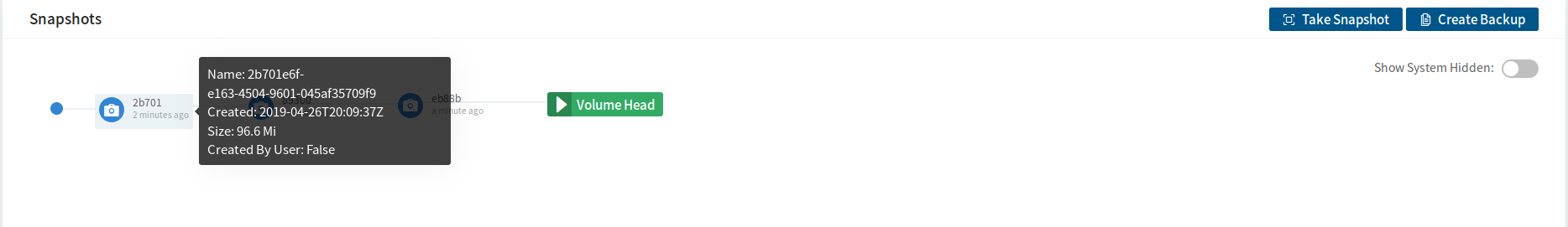 UI: snapshot tree: system generated snapshot should be hidden by ...