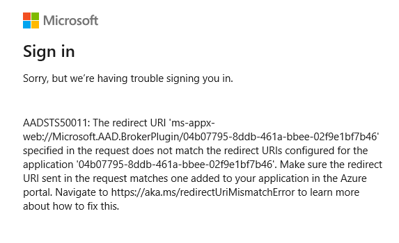 Document core.allow_broker=true and the AAD Broker plugin is not supported for non-commercial ...