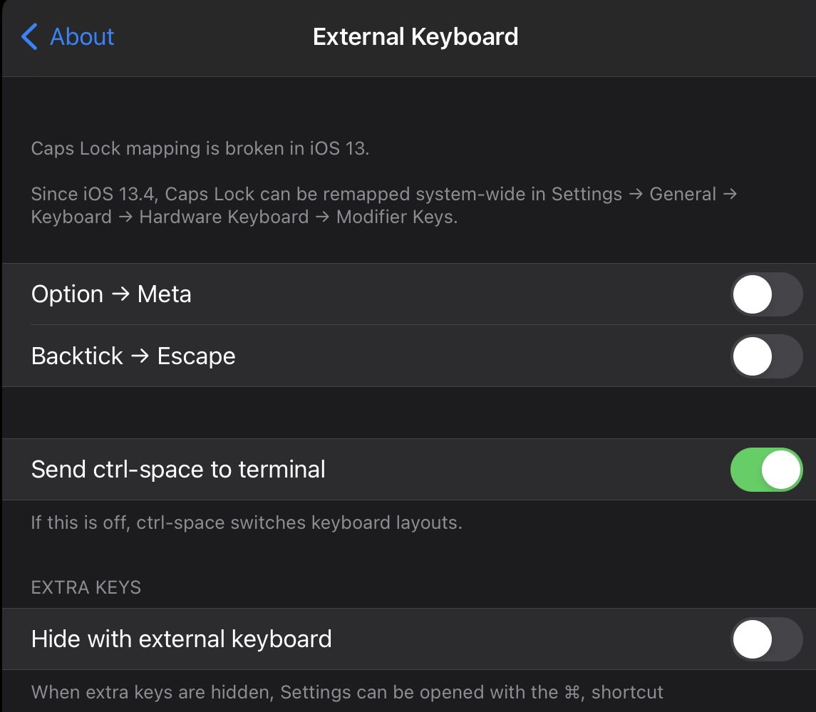 Feature request - send ctrl space to terminal · Issue #556 · holzschu/a-shell · GitHub