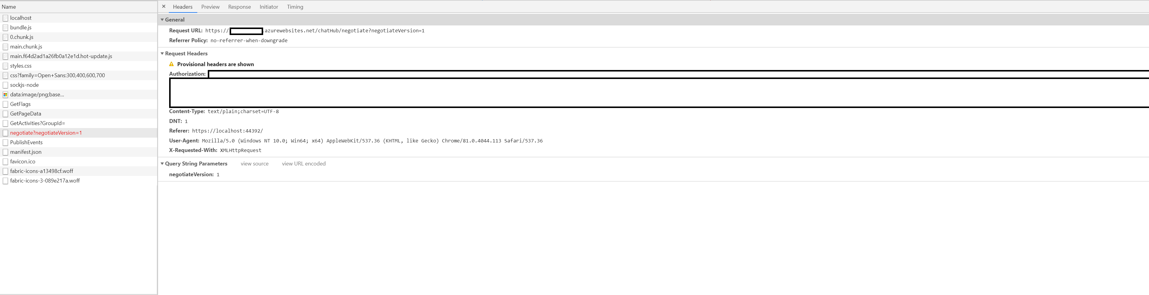 [SignalR] Response to preflight request doesn't pass access control check: Redirect is not ...