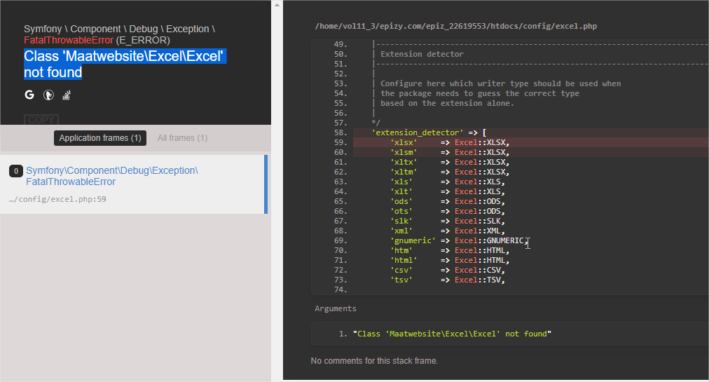 Class Maatwebsiteexcelexcel Not Found · Issue 1783 · Spartnernllaravel Excel · Github