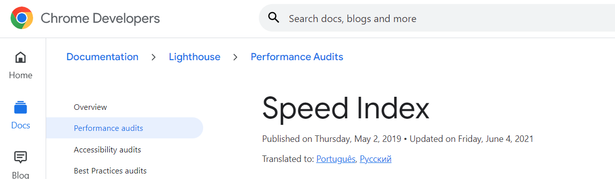 Light House Speed Index Report parameters do not match docs · Issue #5315 · GoogleChrome ...