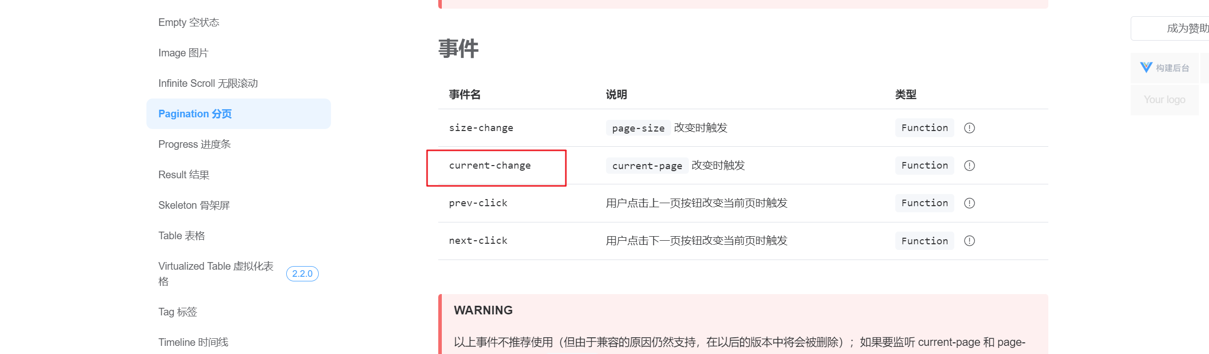 【BUG】pure-table的current-change事件和分页的current-change重合了，导致触发table的current-change事件时，分页的current ...