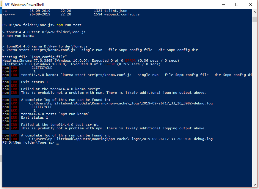 Error When Running Tests On A Clean Clone On The Typescript Branch · Issue 545 · Tonejstonejs
