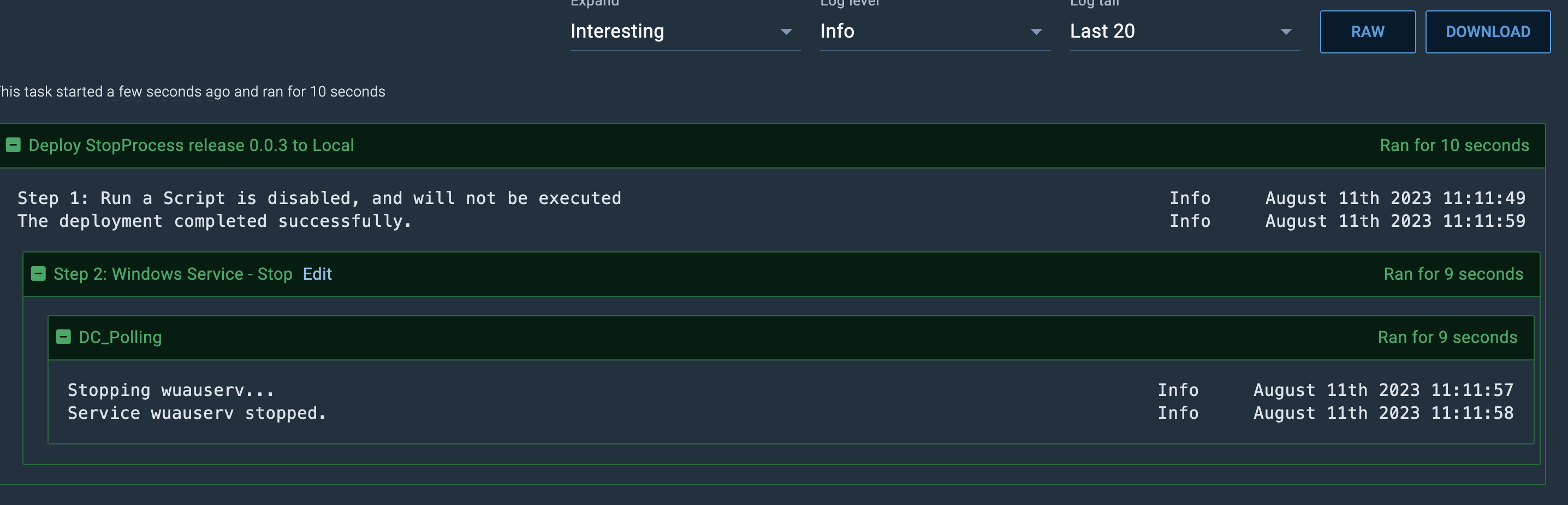 Execution Timeout writing log warning after task execution completed ...